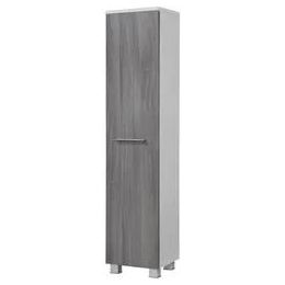 Midischrank Welltime "Trento, verschiedene Ausführungen und Farben", silber (eiche rauchsilber), B:30cm H:130cm T:27cm, MDF, Schränke, Bad-Hochschrank, Badmöbel, Breite 30 cm, 1 Tür, Made in Germany