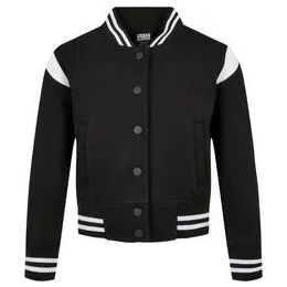 Allwetterjacke Urban Classics "Urban Classics Damen Girls Inset College Sweat Jacket", Mädchen, Gr. 146/152, schwarz-weiß (schwarz, weiß), 65% Baumwolle, 35% Polyester, mehrfarbig, normal, Rundhals, Jacken