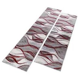 Bettumrandung my home "Tritom" Gr. 14, rot, H:9mm, Obermaterial: 100% Polypropylen, Bettumrandungen, mit besonders weichem Flor, Kurzflor, modernes Wellen Muster