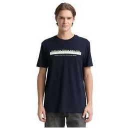 T-Shirt Tom Tailor DENIM, Herren, Gr. XXL, blau (sky captain blau), Obermaterial: 100% Baumwolle, regular fit normal, Rundhals, Shirts, mit Logofrontprint