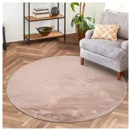 Hochflor-Teppich Carpet City "TOPIA400", grau (taupe), H:21mm Ø:160cm, Obermaterial: 100% Polyester, Teppiche, besonders weich und kuschelig durch Polyester, Uni-Farben