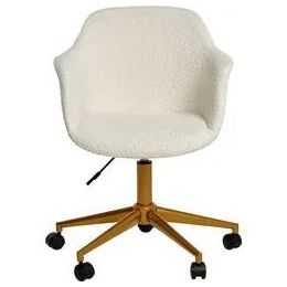 Schreibtischstuhl Jahnke "SHELL WORX", weiß (weiß, gold, goldfarben), B:56,5cm H:87cm T:59cm, Polyester, Stühle, Büro-/ Schreibtischstuhl, höhenverstellbar, Samt, Gestell in Gold-Look