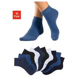 H.I.S. Kurzsocken H.I.S, Herren, Gr. 39-42, blau (2x schwarz, 2x blau, 2x blau meliert, 2x jeans meliert, 2x wei&szlig;), Baumwollmischung, unifarben, elastisch, Socken, mit eingestrickten Symbolen