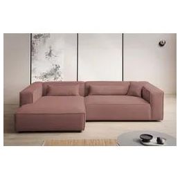 Ecksofa "PIARA XXL, Big-Sofa, Cord, Leinenoptik o. Strukturstoff, L-Form", beige (puder), B:288cm H:66cm T:198cm, 100% Polyester, LeGer Home by Lena Gercke, Sofas, wahlweise Ottomane rechts/links, schwarze Füße, extra tiefe Sitzfläche