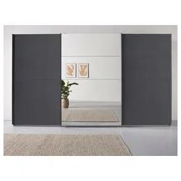 Schwebetürenschrank Rauch "Kleiderschrank Schrank Garderobe Wäscheschrank Ankleide OTELI", grau (graumetallic), B:360cm H:210cm T:68cm, Holzwerkstoff, Schränke, mit Mittelspiegel, in verschiedenen Dekor- und Hochglanzfarben