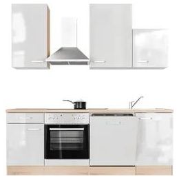Küchenzeile Flex-Well "Florenz", weiß (küche: weiß, front: weiß, korpus: sonoma eiche, arbeitsplatte: sonoma eiche), B:220cm H:234cm T:60cm, Komplettküchen-Sets, Küchenzeile, wahlweise mit E-Geräten, Gesamtbreite 220 cm