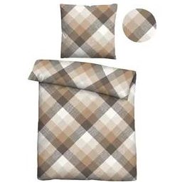 Bettw&auml;sche "Anny", braun (chocolate), B/L: 155cm x 220cm, 1 Stk., 1 Stk., Satin, B/L: 80cm x 80cm, 2 Stk., Satin, Obermaterial: 100% Baumwolle, Castell - MARKENBETTW&Auml;SCHE, Bettw&auml;sche, Bettw&auml;sche, feiner Glanz + weicher Griff, Rei&szlig;verschluss, ganzj&auml;hrig einsetzbar