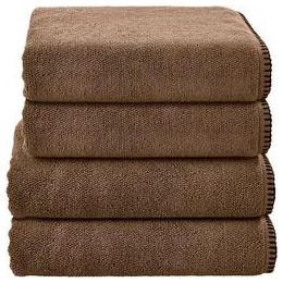 Handtuch Set done. "Deluxe Prime", braun (cognac), 4 Stk., Zwirnfrottee, Obermaterial: 100% Baumwolle, Handtuch-Sets, Set:2x Gästetuch 30x50cm und 2x Handtuch 50x100cm