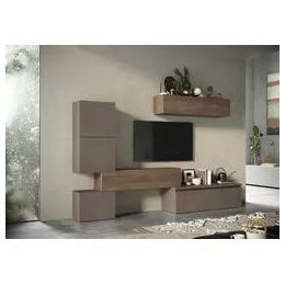 Wohnwand Inosign "INFINITY, 6tlg. Breite 290 cm, Höhe variabel, Schrankwand, (Lowboard", braun (bronzo, mercure nb holzstruktur), B:290cm H:190cm T:40cm, Kastenmöbel-Sets, Lowboard hängend, Hängeschrank, 2x Hängewürfel, Würfel-Element)