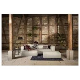 Ecksofa W.Schillig "around-the-block", grau (eisgrau z59), B:300cm H:66cm T:164cm, Longlife Xtra-Leder Z59: Glattleder mit modischer Prägung. Hautstärke 0, 9 - 1, 1 mm, Sofas, inklusive Hocker, mit eleganter Biese, mit Federkern