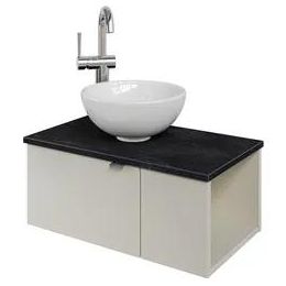 Waschtisch SAPHIR "Serie 6915 Waschschale mit Unterschrank für Gästebad, Gäste WC", beige (kaschmir matt, schiefer, kaschmir matt touch), B:61cm H:39,8cm T:35cm, Waschtische, 61 cm mit Keramik-Aufsatzbecken, 2 Türen und 1 Fach