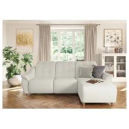 Ecksofa Home Affaire "Boston L-Form", weiß (reinweiß), B:254cm T:170cm, Struktur (100% Polyester);Luxus-Microfaser Florence (100% Polyester);Chenille (100% Polyester);NaturLEDER (reines Rindsleder), Sofas, Kopfteilverstellung an jeder Sitzfläche, wahlweise Relaxfunktion