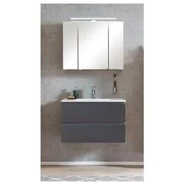 Badmöbel-Set Welltime "Sölden", grau (matt grau), B:80cm H:200cm T:47cm, MDF, Kastenmöbel-Sets