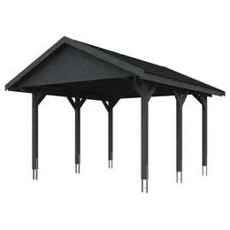 Skan Holz Einzelcarport SKANHOLZ "Wallgau", grau (schiefergrau), B/H/T: 430cm x 215cm x 500cm, Carports, mit schwarzen Dachschindeln
