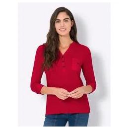 Langarmshirt Heine "Shirtbluse", Damen, Gr. 46, rot, 95% Viskose, 5% Elasthan, unifarben, Rundhals, Shirts