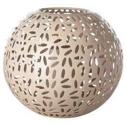 Windlicht Fink "DARIA", beige (taupe), H:20cm Ø:24cm, Eisen, Kerzenhalter, Kerzenhalter aus Eisen, pulverbeschichtet, mit Cut-Outs