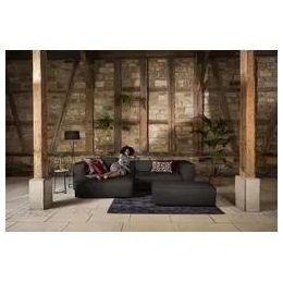 Ecksofa W.Schillig "around-the-block", braun (braun z59), B:300cm H:66cm T:164cm, Longlife Xtra-Leder Z59: Glattleder mit modischer Prägung. Hautstärke 0, 9 - 1, 1 mm, Sofas, inklusive Hocker, mit eleganter Biese, mit Federkern