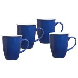 Ritzenhoff & Breker Becher RITZENHOFF & BREKER "Doppio", blau, H:10cm Ø:9cm, Porzellan, Trinkgefäße, 4-teilig