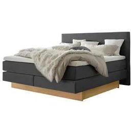 Boxspringbett Hasena "Denver", braun (anthrazit, eiche bianco), B:188cm L:210cm, Komplettbetten, Boxspringbett, Boxspringbett, Sockel, zwei Bettkästen inkl. gedämpftem Selbsteinzug