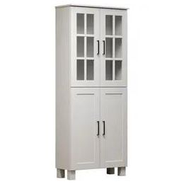 Hochschrank Welltime "Ulea", weiß (weiß lackiert), B:70cm H:170cm T:30cm, Schränke, Breiter Badschrank aus Massivholz - Maße (B/T/H) 70/30/170 cm
