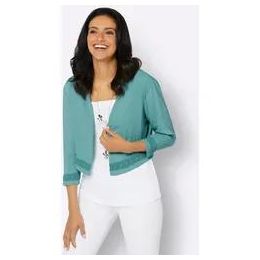 Shirtjacke Inspirationen "Shirtbolero", Damen, Gr. 54, grün (salbei), 98% Polyester, 2% Elasthan, unifarben, V-Ausschnitt, Shirts