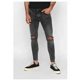 Bequeme Jeans 2Y STUDIOS "2Y Studios Herren 2Y Skinny Fit Jeans", Herren, Gr. 32, Normalgrößen, grau (anthrazit), 97% Baumwolle, 3% Elasthan, unifarben, Jeans