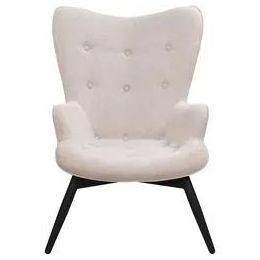 Sessel Salesfever "Komfortabler Relaxsessel zum Entspannen", beige (beige, schwarz), B:80cm H:92cm T:99cm, Strukturstoff (95% Polyester, 5% Nylon), Metall, Sessel, Lounge-Sessel, Eleganz durch dekorative Knopfheftung