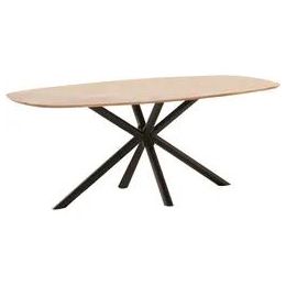 Esstisch Home Affaire "Vermont", beige (natur, schwarz, natur), B:220cm H:77cm T:105cm, Tische, aus massiver Eiche mit robustem Metallgestell