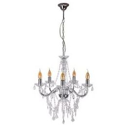 Näve NÄVE Pendelleuchte "5er Krone "CECILIA" D: 52 cm chrom", grau (chrom), H: 85cm, 1 Stk., Leuchten, elegantes Design