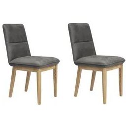 Esszimmerstuhl Home Affaire "Beluna Polsterstuhl Esszimmer Bestseller", grau (dunkelgrau, wotan), B:47cm H:91cm T:60cm, Polyester, Stühle, Gestell und Beine aus massiver Eiche modernes Landhaus