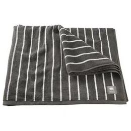 Badetuch Musterring "Needlestripe", grau (anthrazit), B:100cm L:150cm, Jacquard, Baumwolle, Handtücher, hautschmeichelnd, super weich