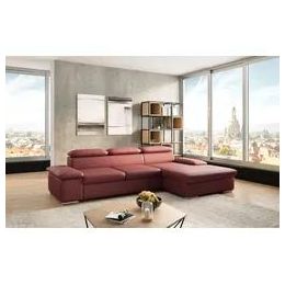 Sit & More Ecksofa SIT & MORE "Valantine L-Form, B: 286 cm", rot (merlot), B:286cm H:73cm T:174cm, NaturLEDER;Spannstoff, Sofas, mit Arm- & Kopfteilverstellung, optional mit Bettfunktion
