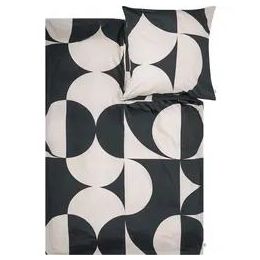 Bettwäsche s.Oliver "Satinbettwäsche s.Oliver", schwarz (schwarz, weiß), B/L: 140cm x 200cm, 1 Stk., 1 Stk., Satin, B/L: 70cm x 90cm, 2 Stk., Satin, Obermaterial: 100% Baumwolle, Bettwäsche