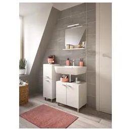 Badmöbel-Set Welltime "Tampa, Breite 102cm, 3-teilig", weiß (weiß nachbildung), B:102cm H:186cm T:33cm, Spanplatte, Kastenmöbel-Sets, Waschbeckenunterschrank, Spiegel, Midischrank