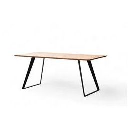 Esstisch Home Affaire "Talwiese Küchentisch, U-Form Metallgestell, Wildeiche massiv geölt", beige (natur, schwarz, natur), B:160cm H:76cm T:90cm, Tische, Baum Kante oder Schweizer Kante, erhältlich in 3 Größen und 2 Farben