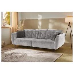 Jockenhöfer Big-Sofa JOCKENHÖFER GRUPPE "Spa, im Retrolook mit Wellenfederung", grau (hellgrau), B:251cm T:110cm, Korpus: 100% Polyester;Kissen: 100% Polyacryl, Sofas, und frei im Raum stellbar, inkl. 7 Kissen