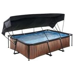 Framepool EXIT, braun, B:200cm H:65cm L:300cm, Schwimmbecken, BxLxH: 200x300x65 cm, mit Kartuschenfilter und Sonnensegel