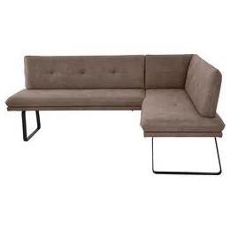 K+w Komfort & Wohnen Eckbank K+W KOMFORT & WOHNEN, braun (dunkelbraun), B:207cm H:87cm T:157cm, Sitzbänke, Polstereckbank in Spitzkissenoptik, Sitz und Rücken gesteppt