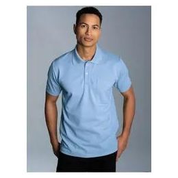 Poloshirt TRIGEMA "TRIGEMA Polohemd mit Brusttasche", Herren, Gr. M, blau (horizont), 100% Baumwolle, Shirts