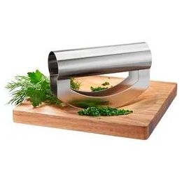 Wiegemesser Gefu "VIAVO", silber, Edelstahl, Holz, Kochmesser, Edelstahl, Präzise Klinge, ergonomischer Griff. Wiegebrett: rutschfest