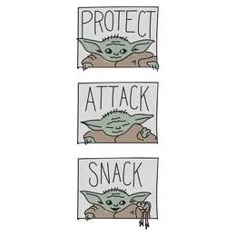 Bild Komar "Mandalorian The Child Protect Attack Snack", bunt (farbe bild(er): bunt), B:50cm H:70cm, Holz, Papier, Bilder, Bild, Wandbild zur Dekoration im Kinderzimmer - ohne Rahmen