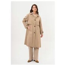 Trenchcoat FRESHLIONS "Cecilia", Damen, Gr. M, braun (sand), 64% Baumwolle, 33% Polyester, 3% Elasthan, unifarben, lang, Mäntel, in klassischem Design