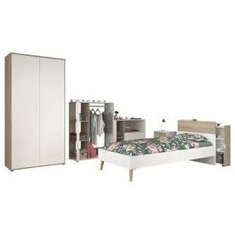 Jugendzimmer-Set Parisot "Parisot Aalborg 1", weiß (weiß, japanische eiche nachbildung), B/H: 90cm x 200cm, Schlafzimmermöbel-Sets