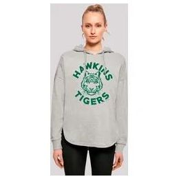 Kapuzenpullover F4NT4STIC "Stranger Things Hawkins Tigers Netflix TV Series", Damen, Gr. XS, grau, Obermaterial: 100% Baumwolle, oversize, Pullover, Premium Qualität