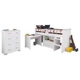 Jugendzimmer-Set Parisot "Parisot Kinderzimmer Reverse 13", weiß, B/H: 90cm x 200cm, Schlafzimmermöbel-Sets, integrierte Schreibtisch, kommode und integrierte Leiter
