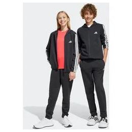 Trainingsanzug Adidas SPORTSWEAR "J 3S FT TS 220", Jungen, Gr. 164, schwarz-wei&szlig; (schwarz, wei&szlig;), Obermaterial: 52% Baumwolle, 48% Polyester, Sportanz&uuml;ge Trainingsanzug