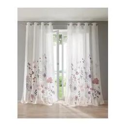 Gardine Heine HOME Gr. 3, bunt (sanftes weiß, bunt), B:135cm H:225cm, Polyester, Gardinen