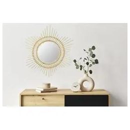 Wandspiegel Kayoom "Rattan Spiegel Aina 435", beige (natur), B:70cm H:70cm Ø:70cm, Spiegelglas, Spiegel