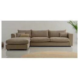Ecksofa "Avelina", grau (taupe), B:297cm H:77cm T:186cm, 100% Polyester, LeGer Home by Lena Gercke, Sofas, Breite 297 cm, in Cord- und Chenille- Stoff, Rückenkissen mit Federn