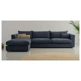 Ecksofa "Avelina", blau (dunkelblau), B:297cm H:77cm T:186cm, 100% Polyester, LeGer Home by Lena Gercke, Sofas, Breite 297 cm, in Cord- und Chenille- Stoff, Rückenkissen mit Federn
